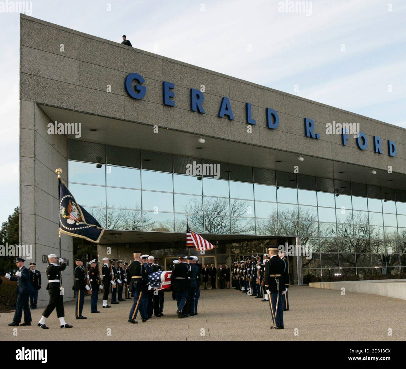 The body of former U.S. President Gerald Ford arrives at the Gerald R ...