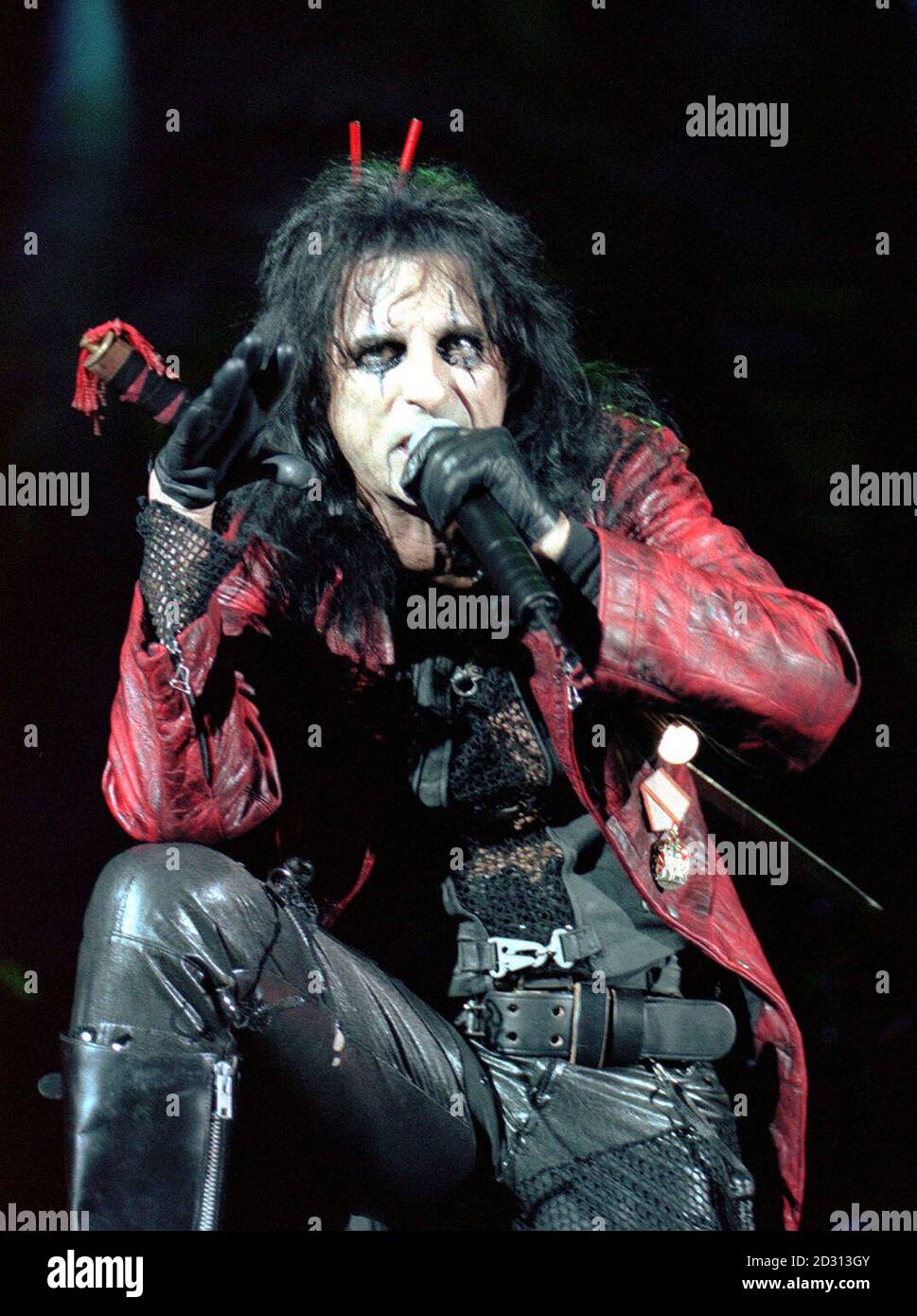 Veteran American metal rock singer Alice Cooper performing on stage at ...