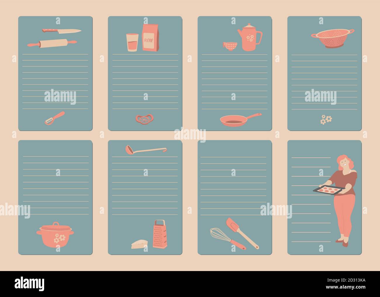 Recipe cards, cookbook blank. Cookbook or shopping list pages Stock ...