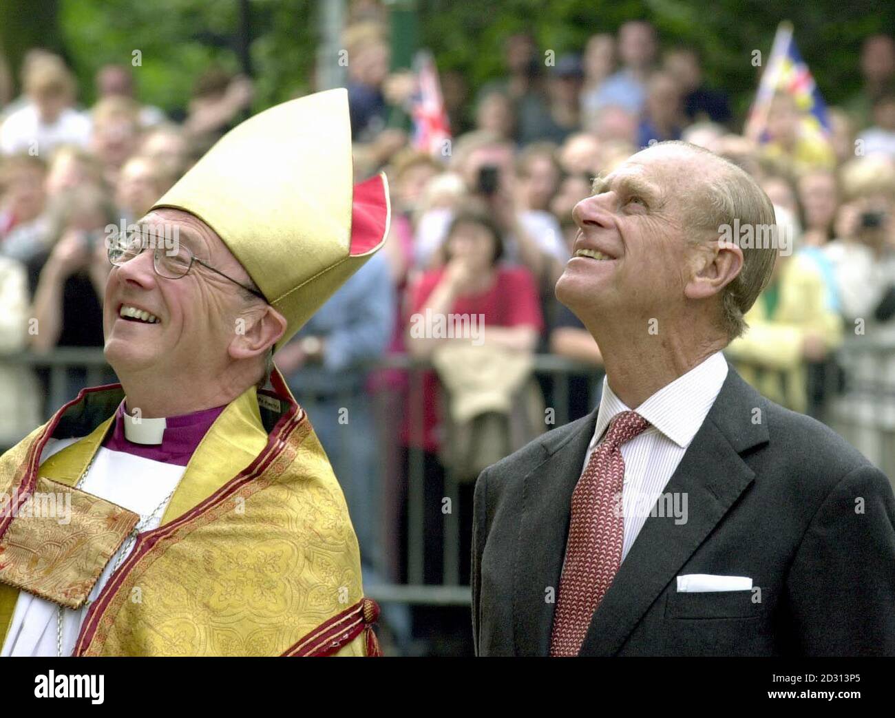 The Archbishop of York Dr David Hope (L) welcomes the Duke of Edinburgh ...