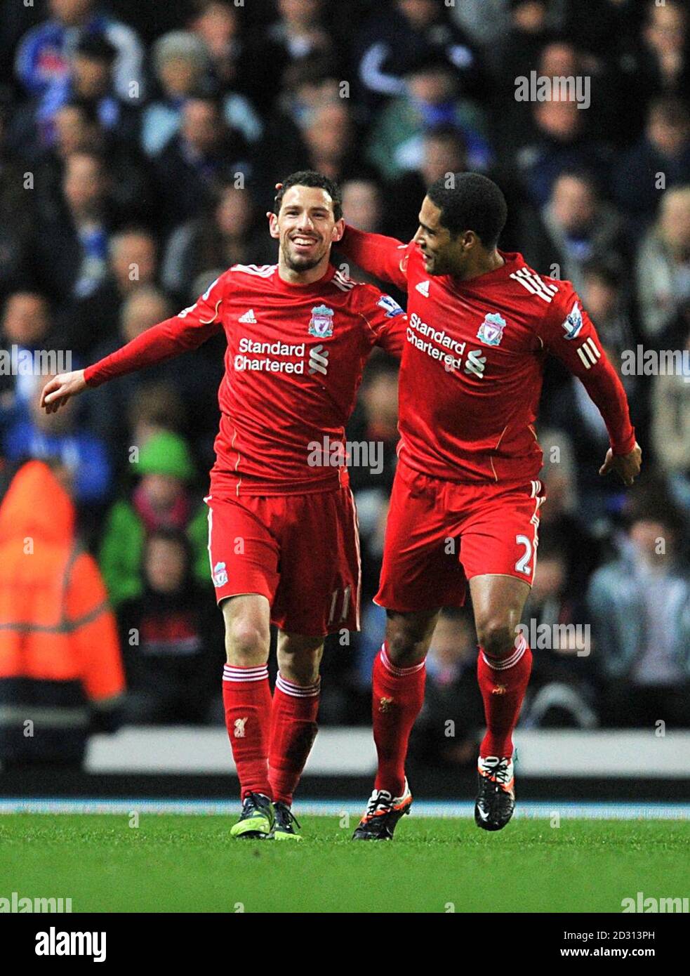 Liverpool's Rodriguez Maxi celebrates scoring the opening goal of the ...
