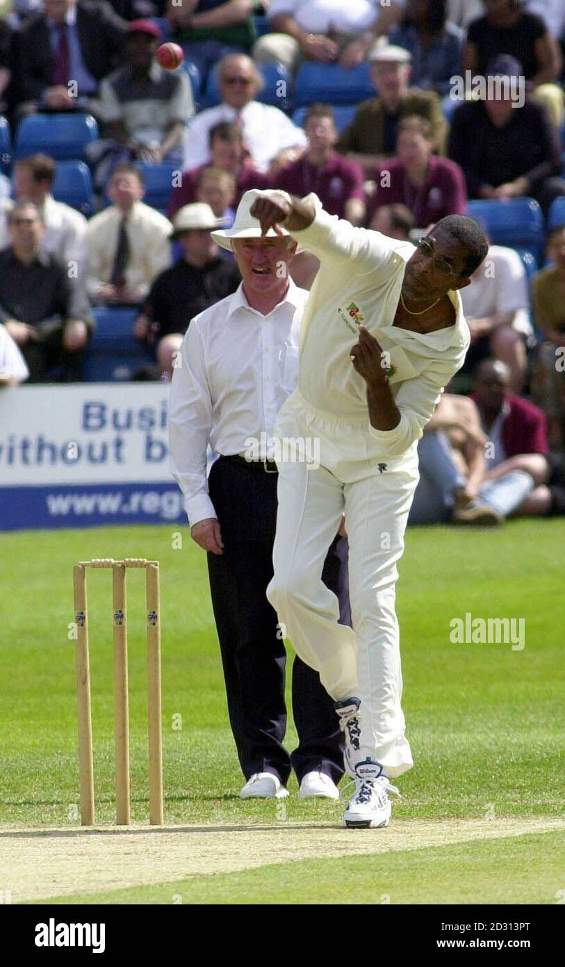 Former West Indian fast bowler Michael Holding bowls during The Malcolm ...