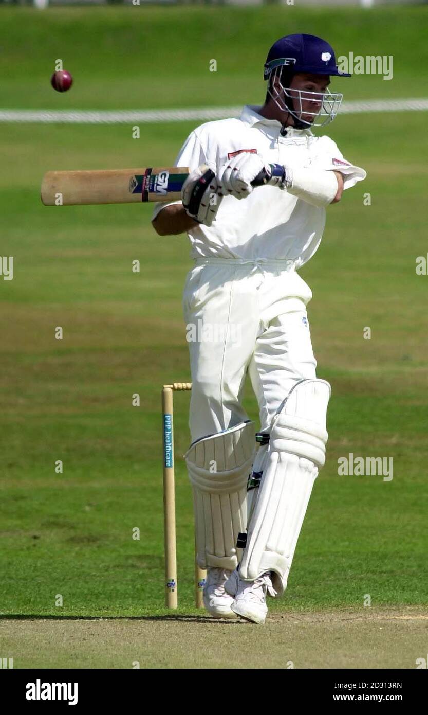 Yorkshire's Michael Vaughan plays a high ball as Yorkshire bat against ...