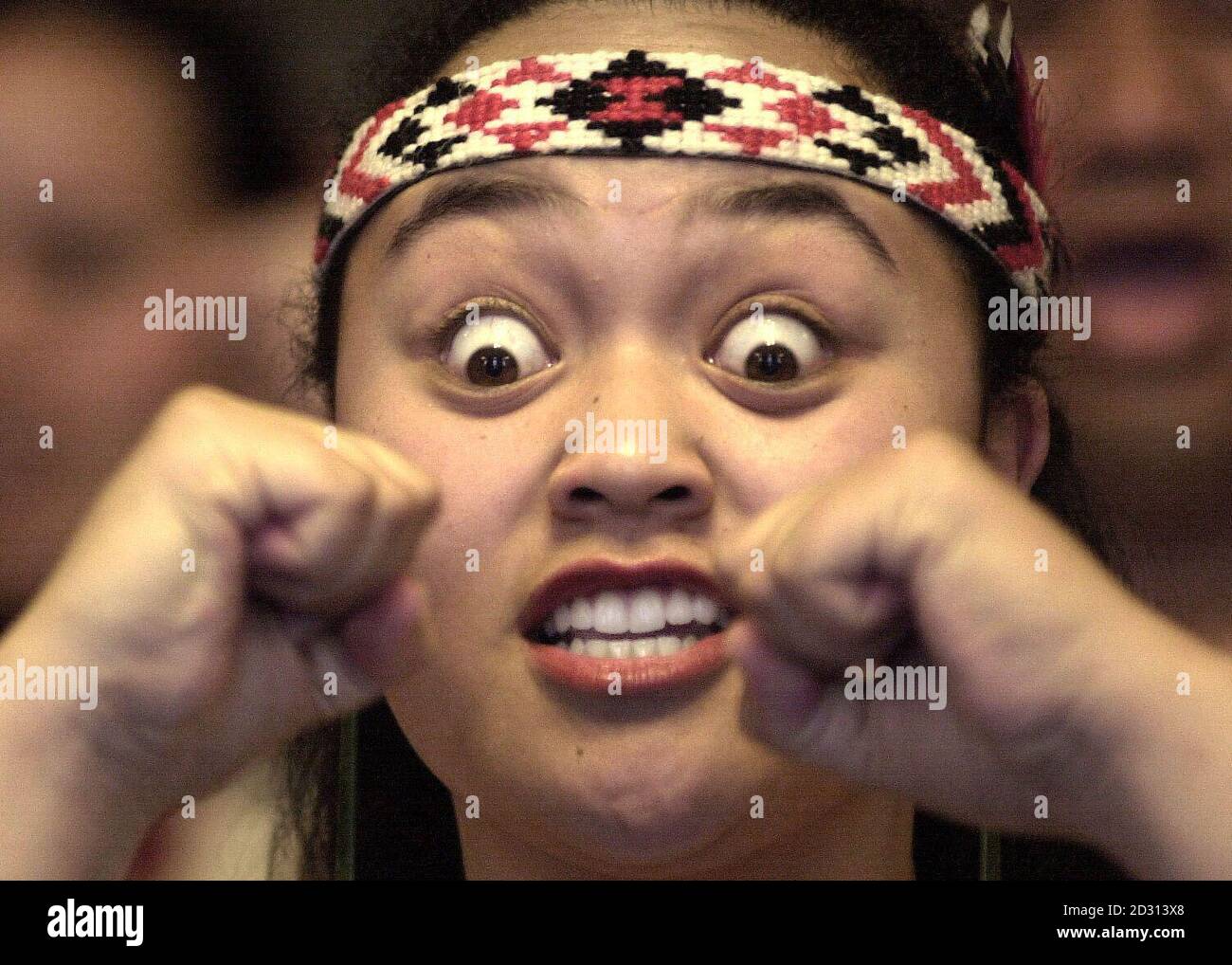 Members of New Zealand`s Ngati Rangiwewehi Maori group perform a Haka ...