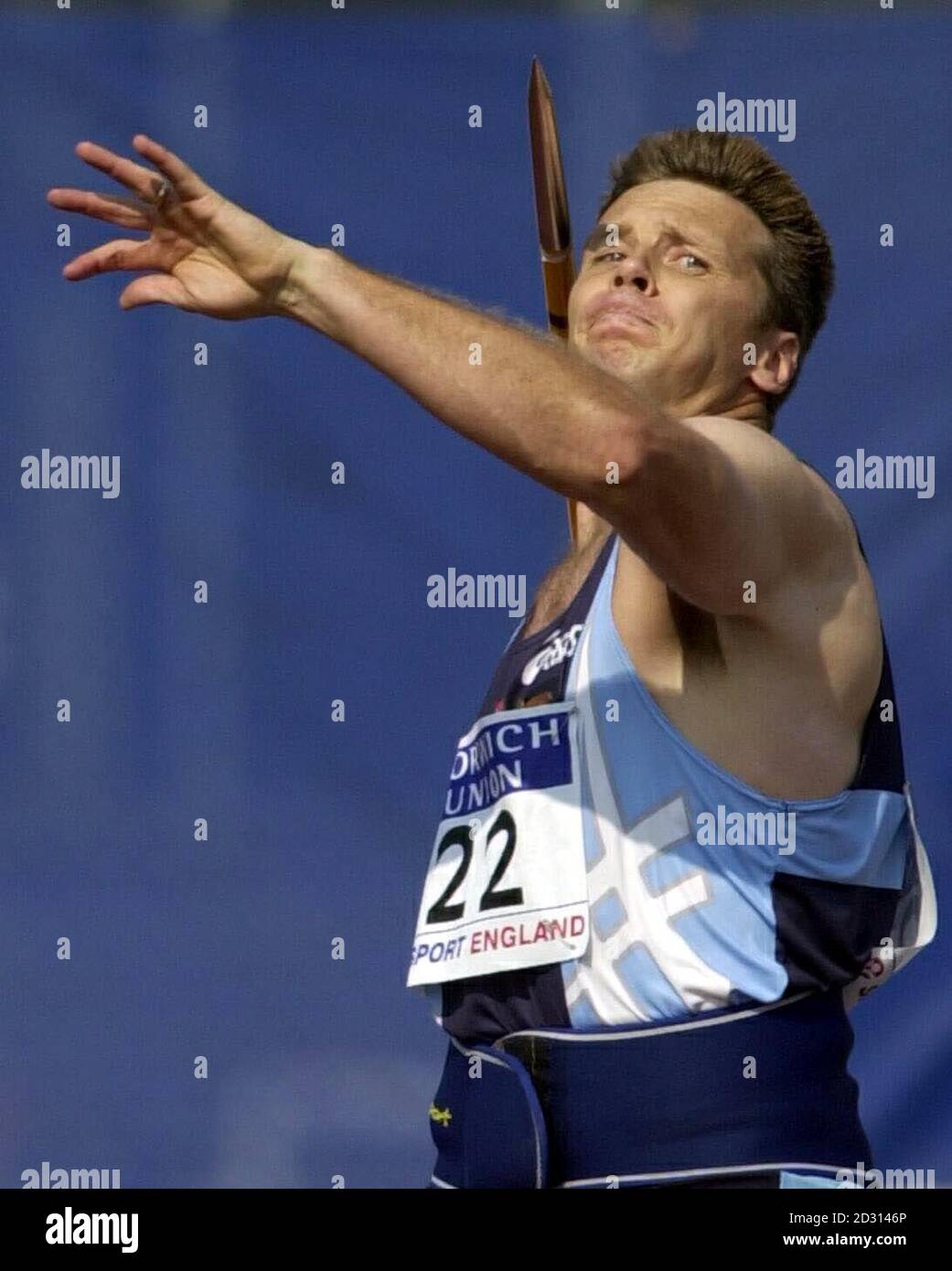 Steve Backley of Great Britain during the Javelin event at the Norwich ...