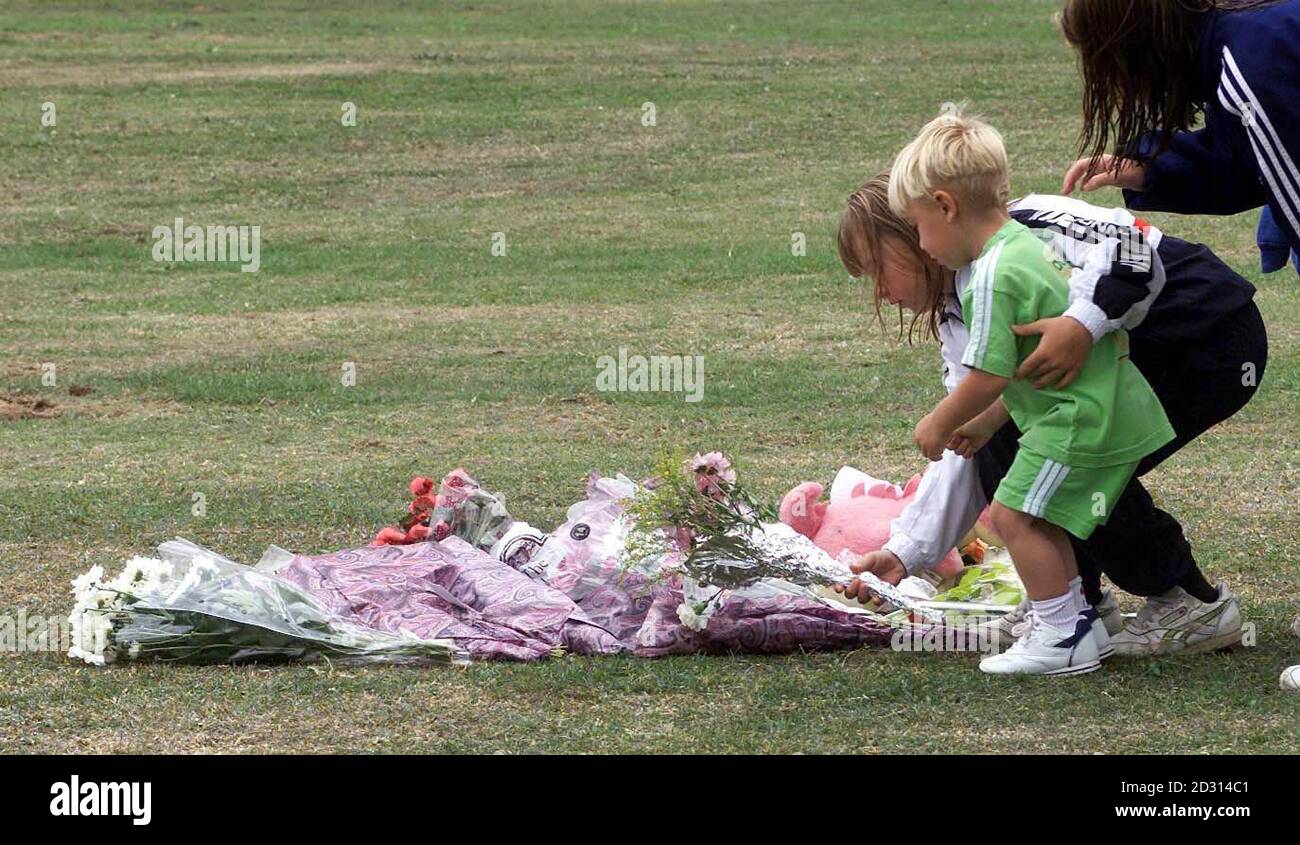 Sam Reeves, 3, lays flowers to mark the spot at the Hollywood Stunt ...