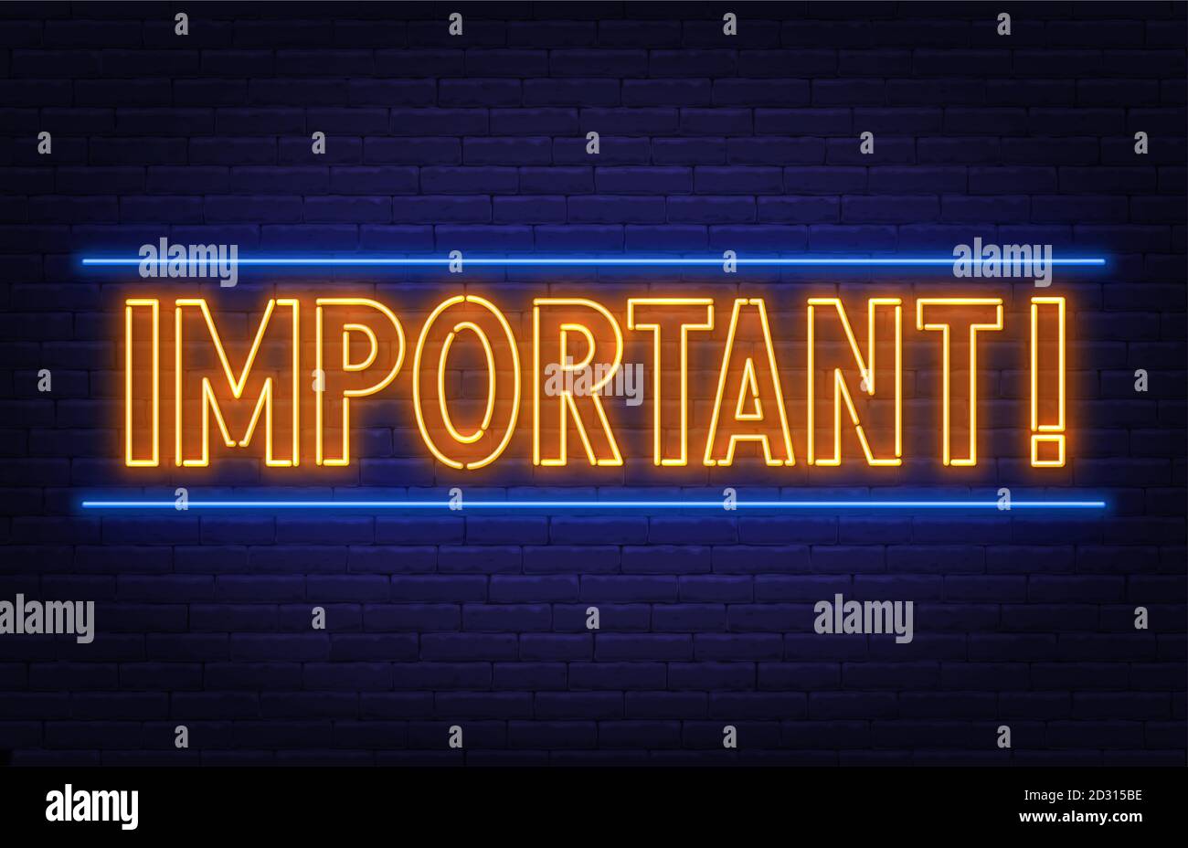 Important neon sign on brick wall background Stock Vector Image & Art ...