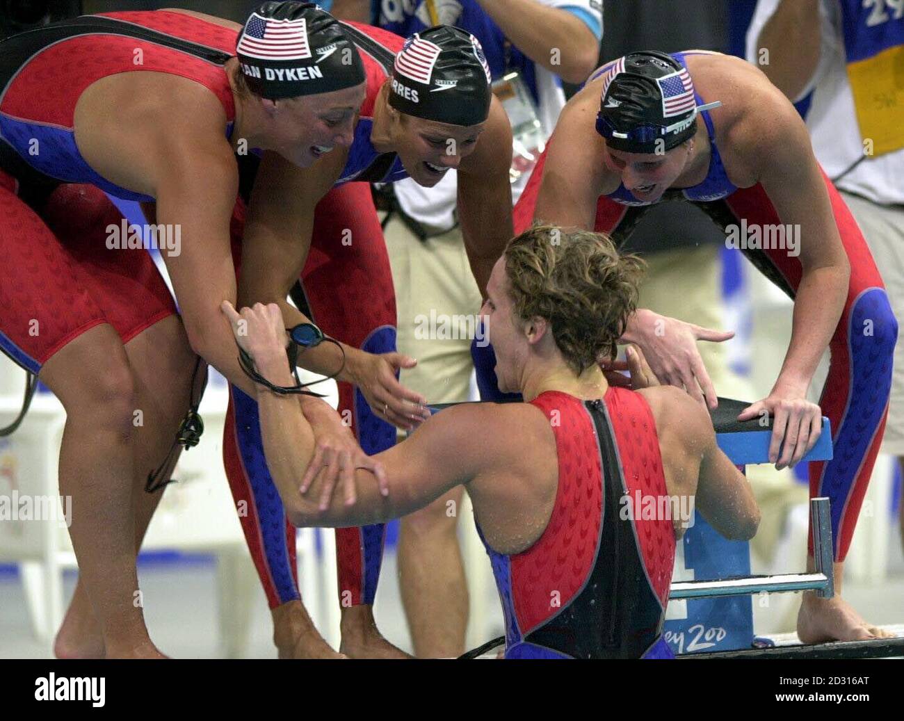 The US Women's 4x100m relay team (left to right) Amy van Dyken, Dara ...