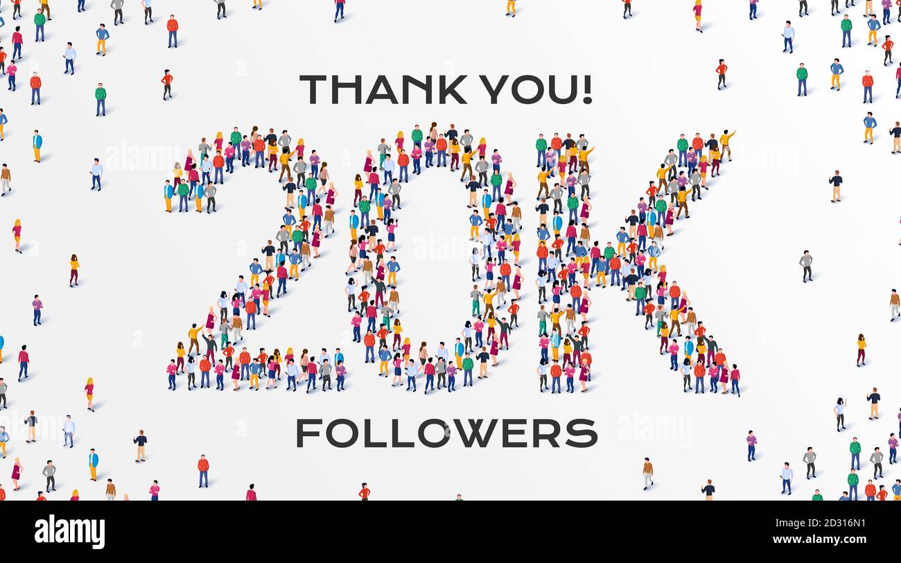 20K Followers. Group of business people are gathered together in the ...