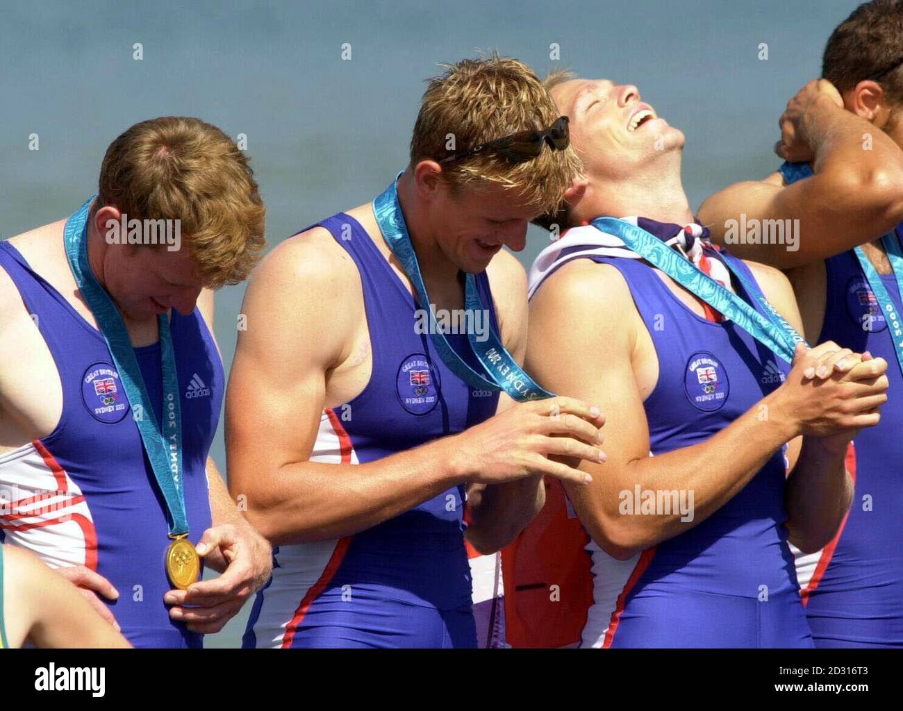 Great Britain's Men's Eight rowing team celebrate after winning the ...