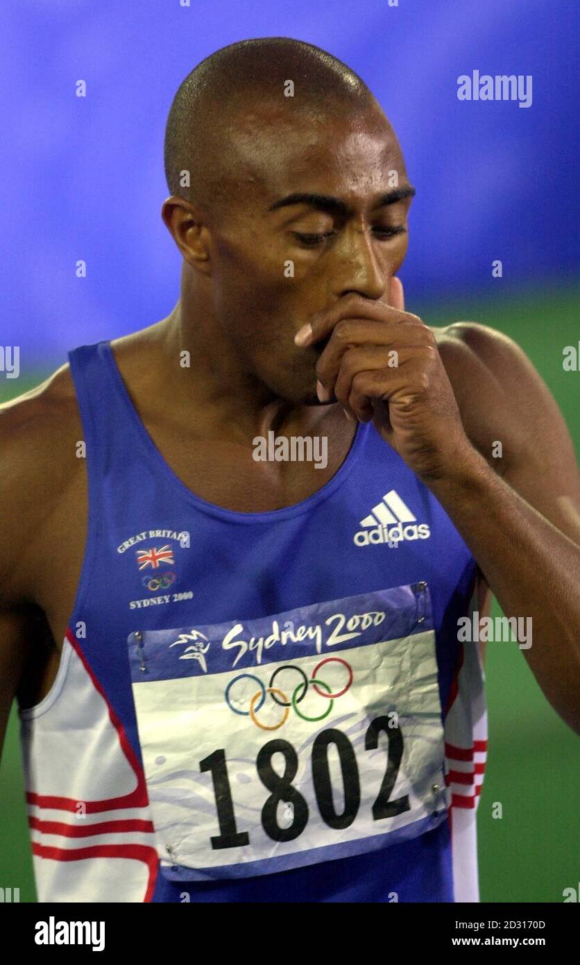 Great Britain's Colin Jackson looks disappointed after finishing fifth ...