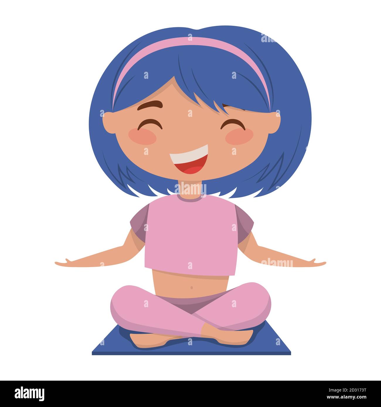 Cute cartoon girl doing yoga exercises. Vector illustration Stock ...
