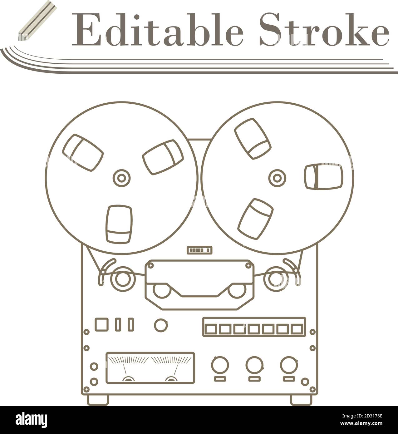 Reel Tape Recorder Icon. Editable Stroke Simple Design. Vector ...