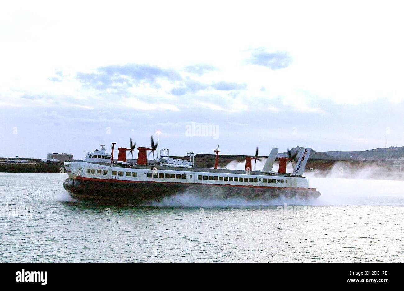 Hovercraft Princess Margaret leaving Dover on her last trip to Calais ...