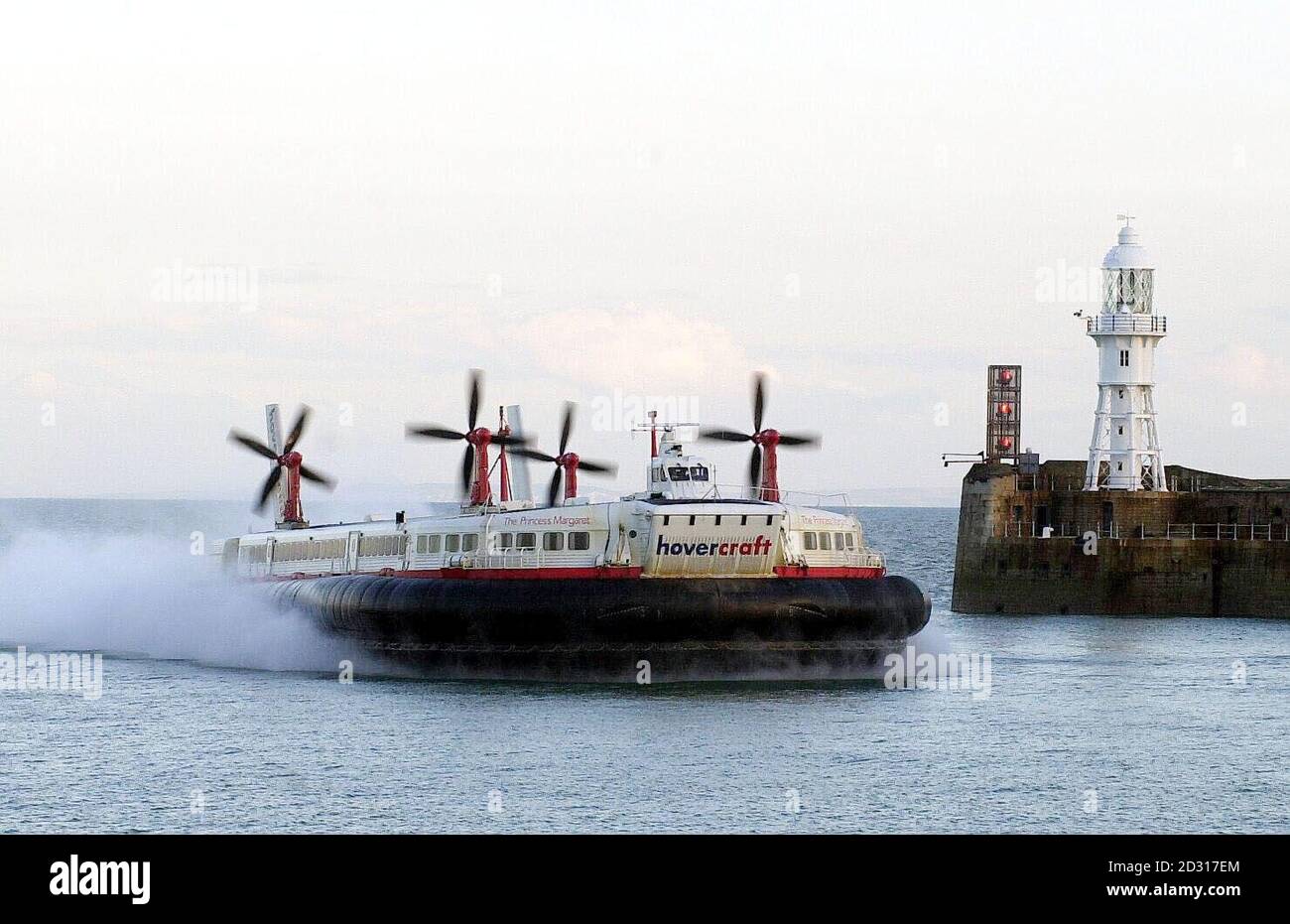 Hovercraft Princess Margaret enters Dover Harbour before turning round ...