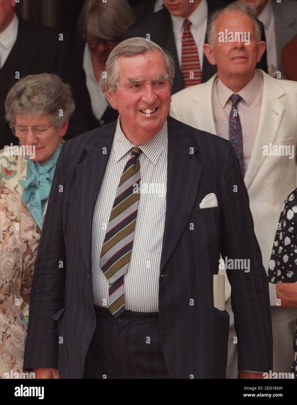 Lord Healey, leaving Westminster Abbey, following a service of ...