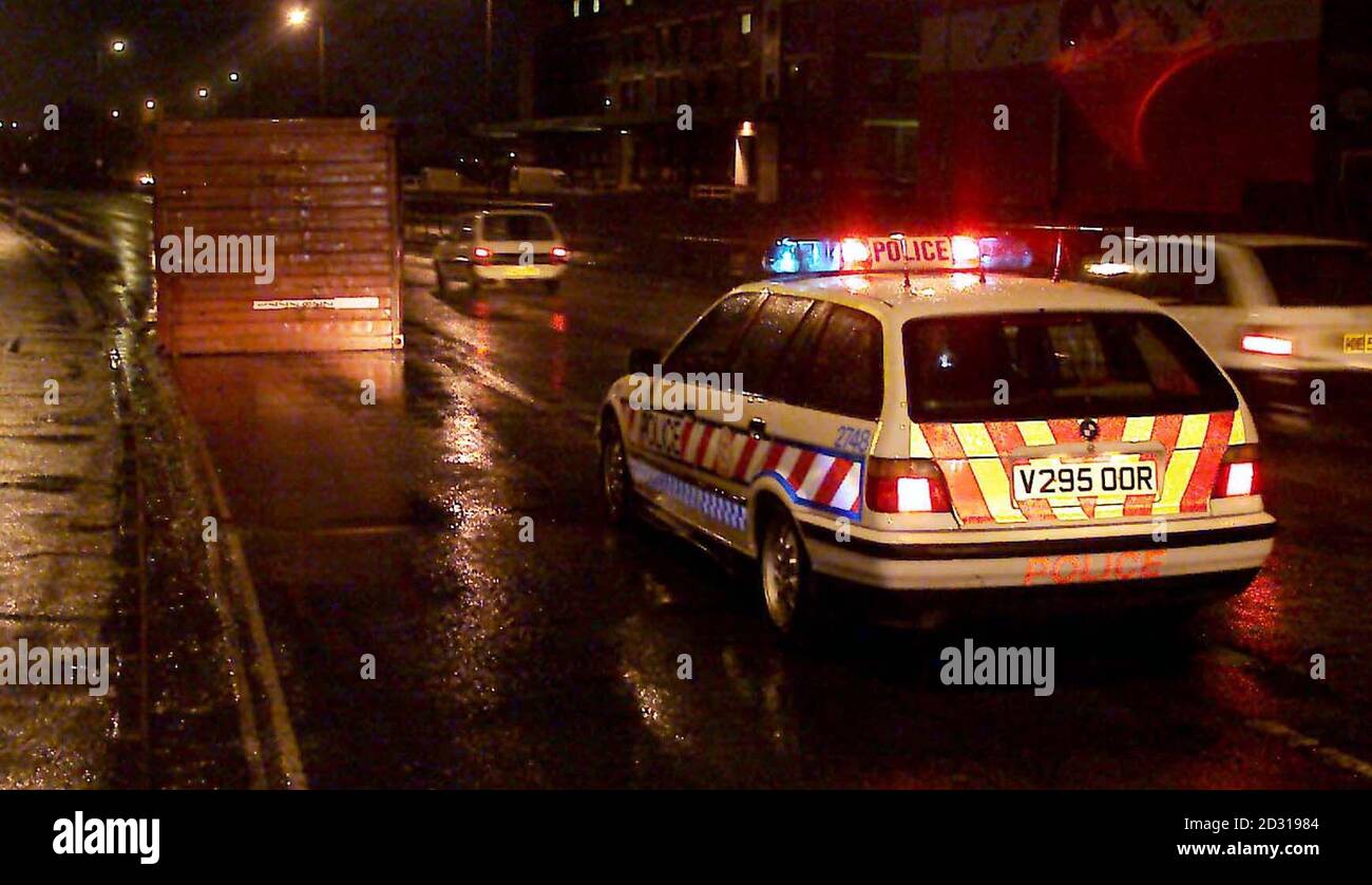 Police car winds bad weather container hi-res stock photography and ...
