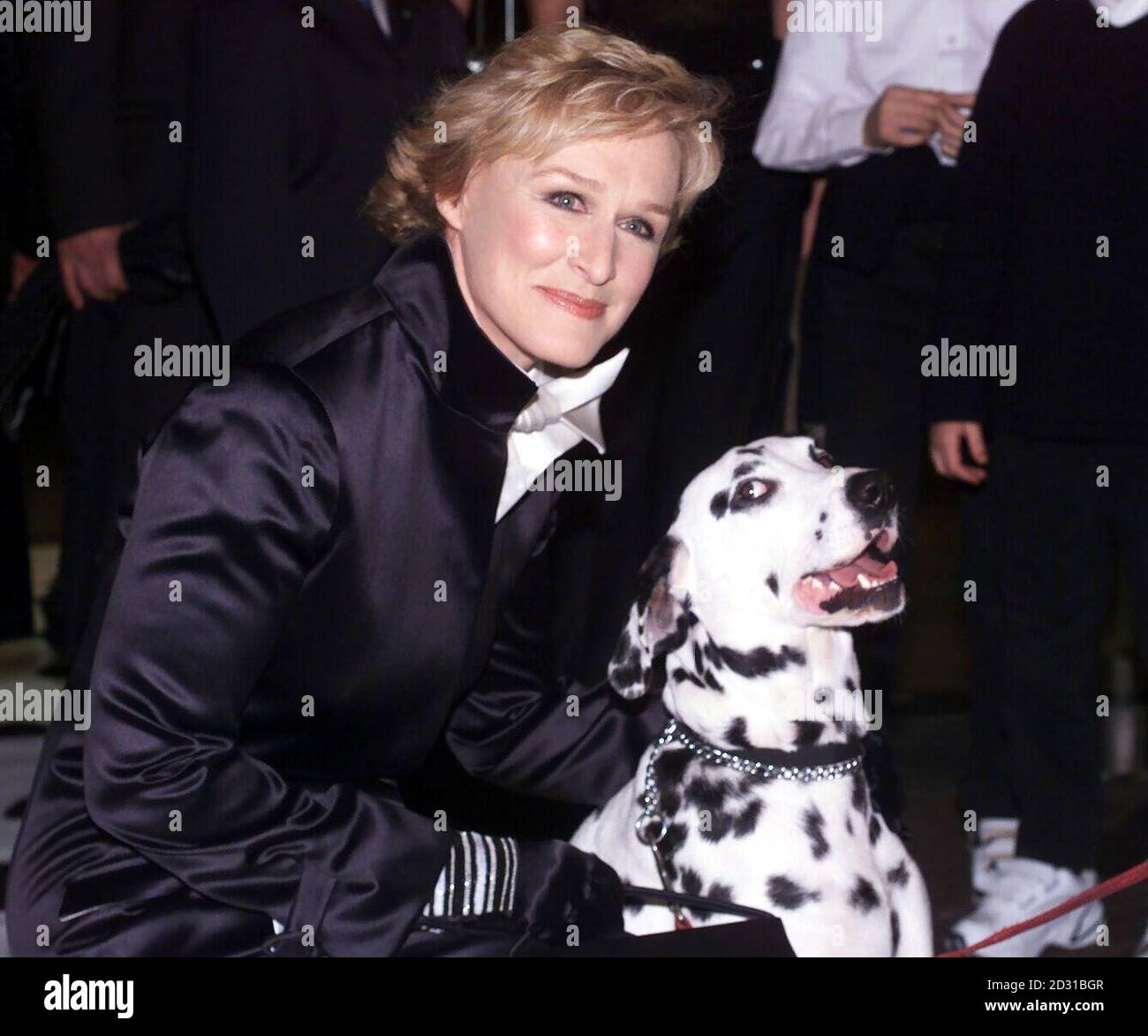 American actress Glenn Close, who stars in the film, cuddles a ...