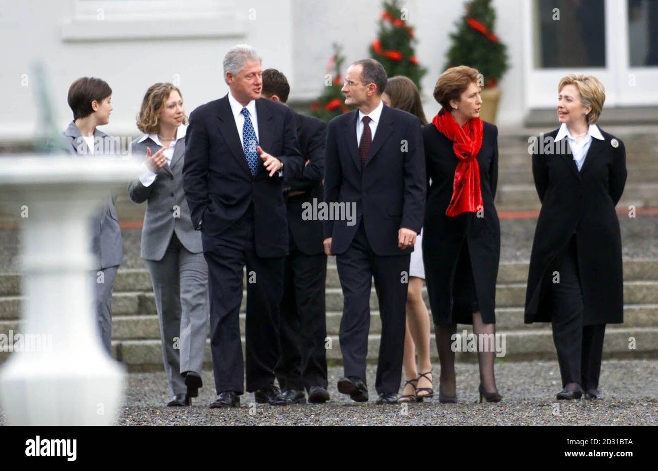US President Bill Clinton (C), Senator Hillary Clinton (R) and daughter ...