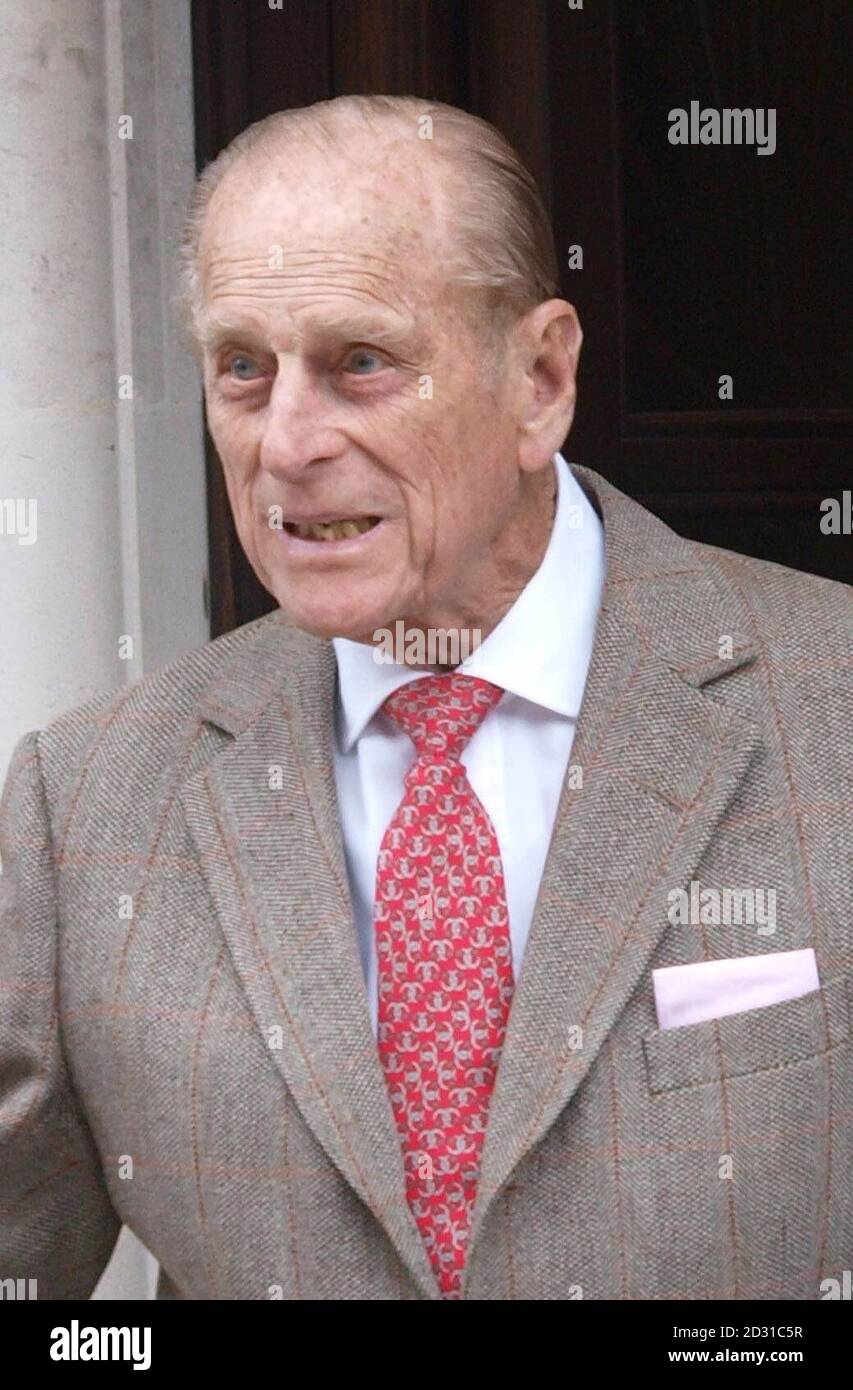 Duke of Edinburgh as he leaves King Edward VII Hospital in central ...