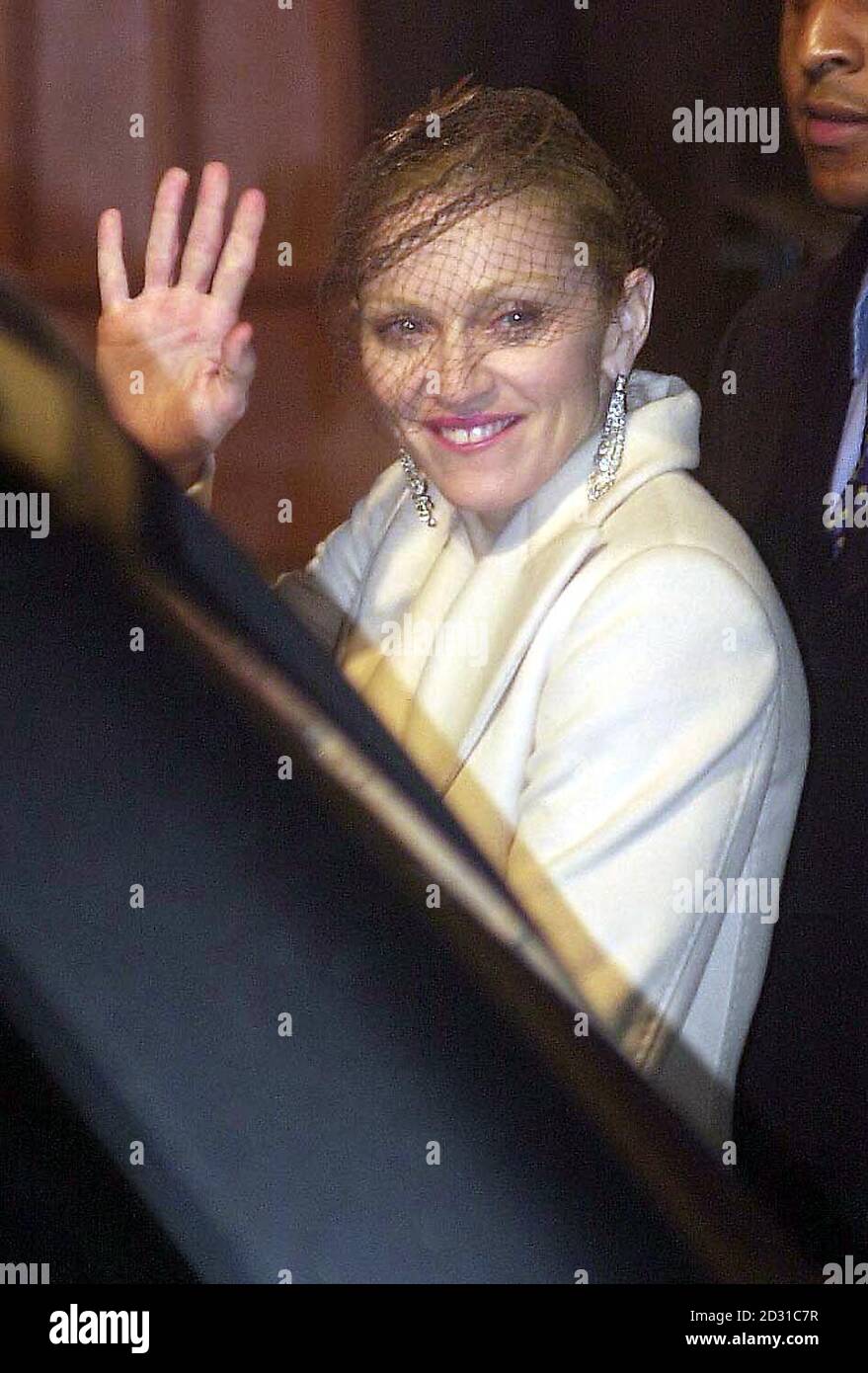 American singer Madonna arrives at Dornoch Cathedral in Sutherland ...