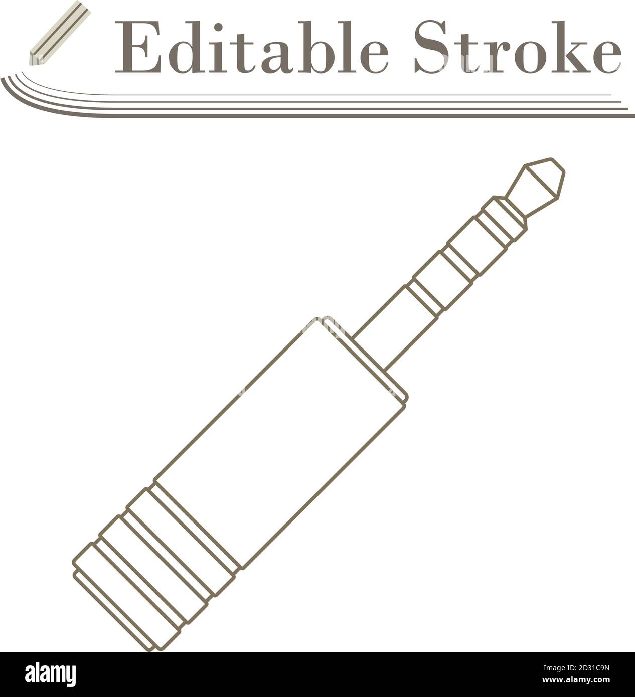 Music Jack Plug-in Icon. Editable Stroke Simple Design. Vector ...