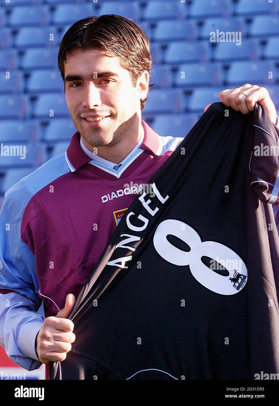 Aston Villa's record 9.5million signing Juan Pablo Angel poses for ...