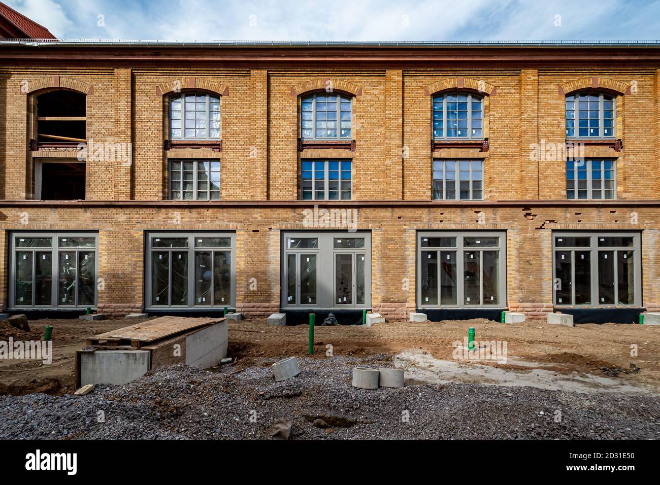 Old brick building under construction Stock Photo - Alamy