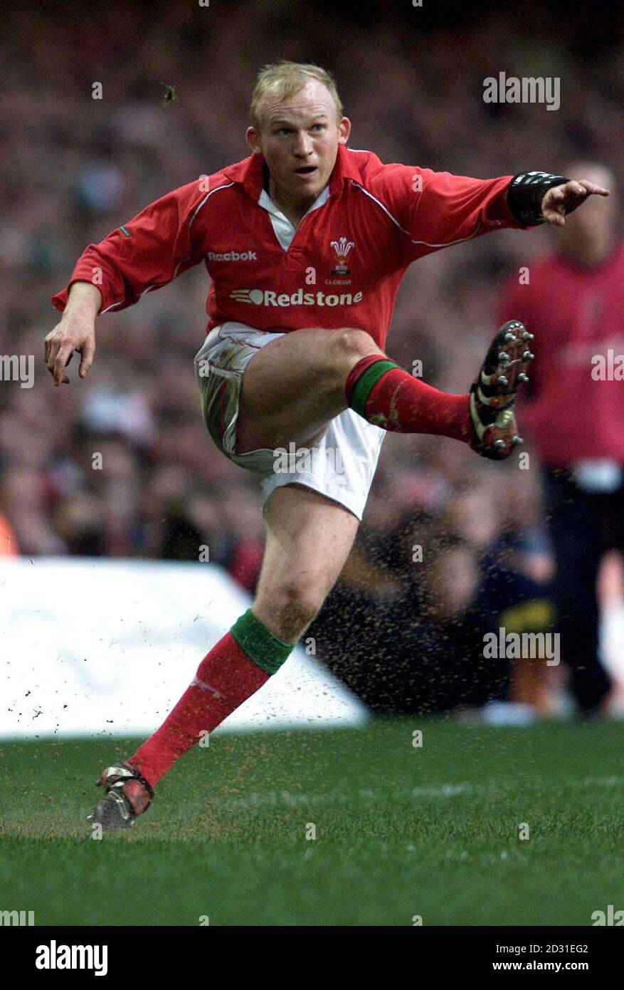 Wales's Neil Jenkins kicks for goal during the Lloyds TSB Six Nations ...