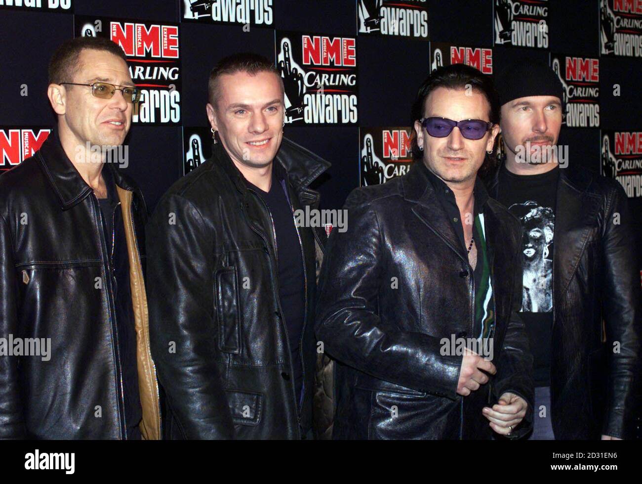 Irish rock group U2 (L-R) Adam Clayton, Larry Mullen, Bono and The Edge ...