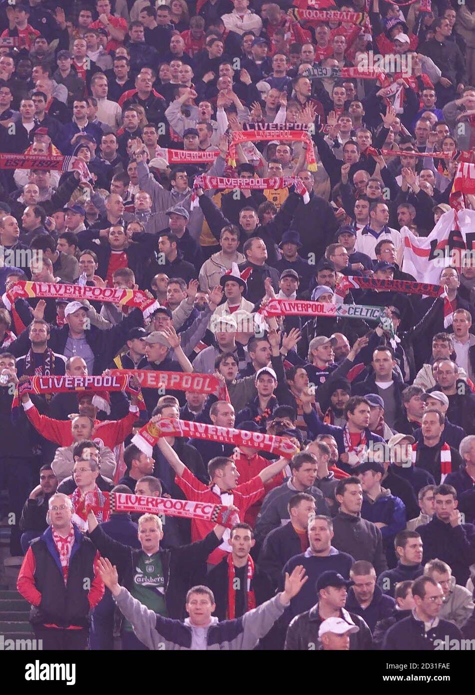 Liverpool fans inside the Olympic stadium in Rome ahead of the UEFA Cup ...