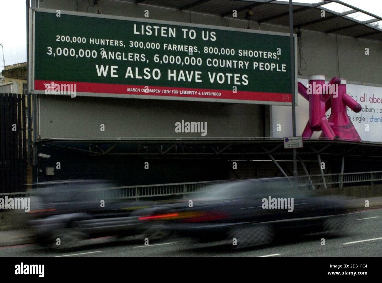 A billboard poster unveiled in London by the Countryside Alliance. The ...