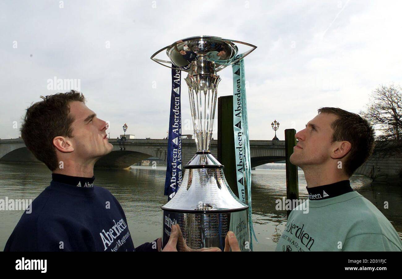 Oxford president Daniel Snow (left) and Cambridge president Kieran West ...
