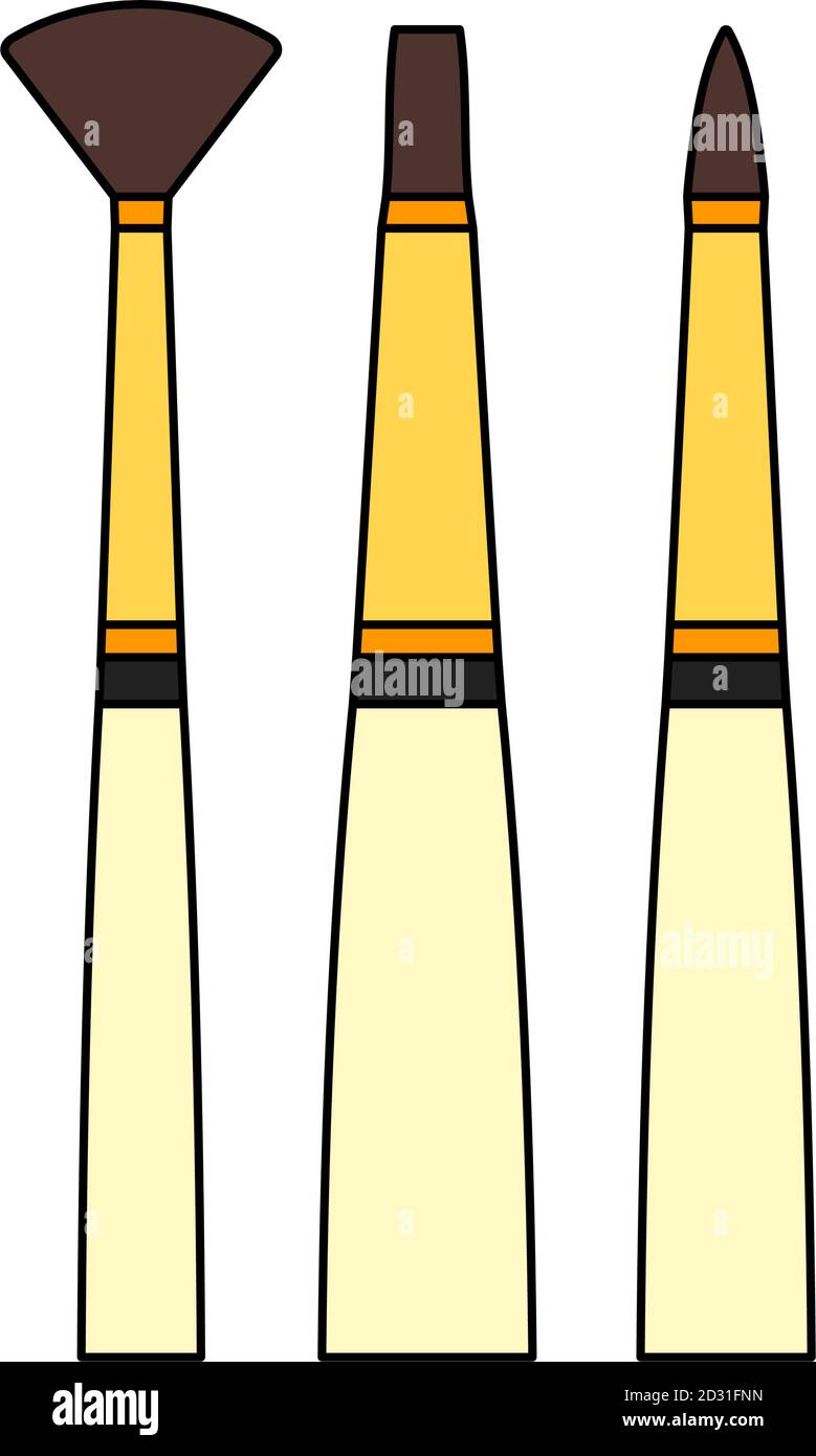 Paint Brushes Set Icon. Editable Outline With Color Fill Design. Vector ...