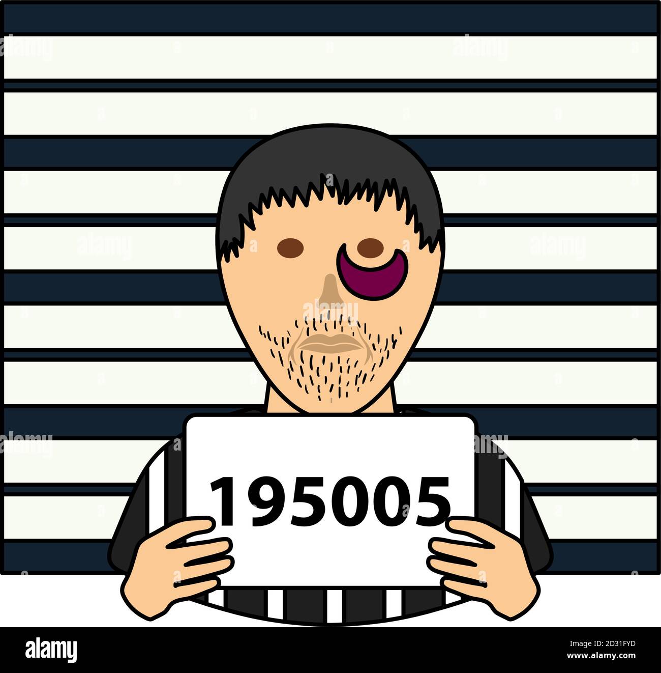 Prisoner In Front Of Wall With Scale Icon. Editable Outline With Color ...