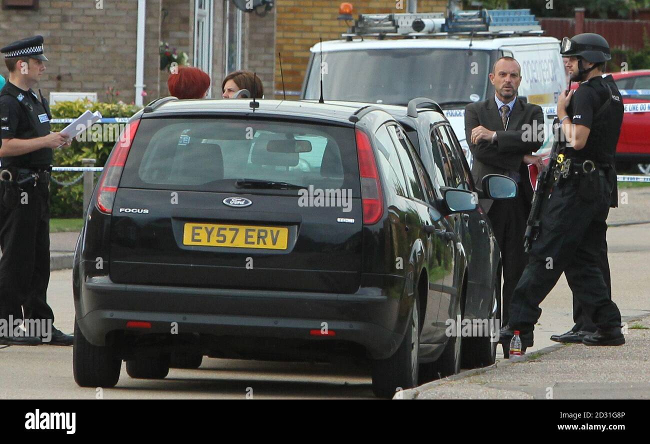 Armed police at the scene near Redbridge Road, Clacton, after a man was ...