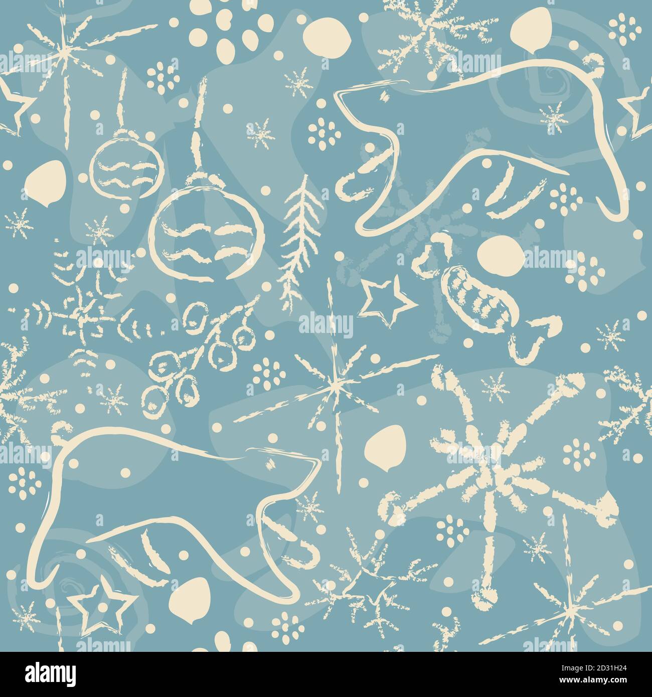 Cute Winter Pattern with bears and ornaments. Vector Illustration Stock ...
