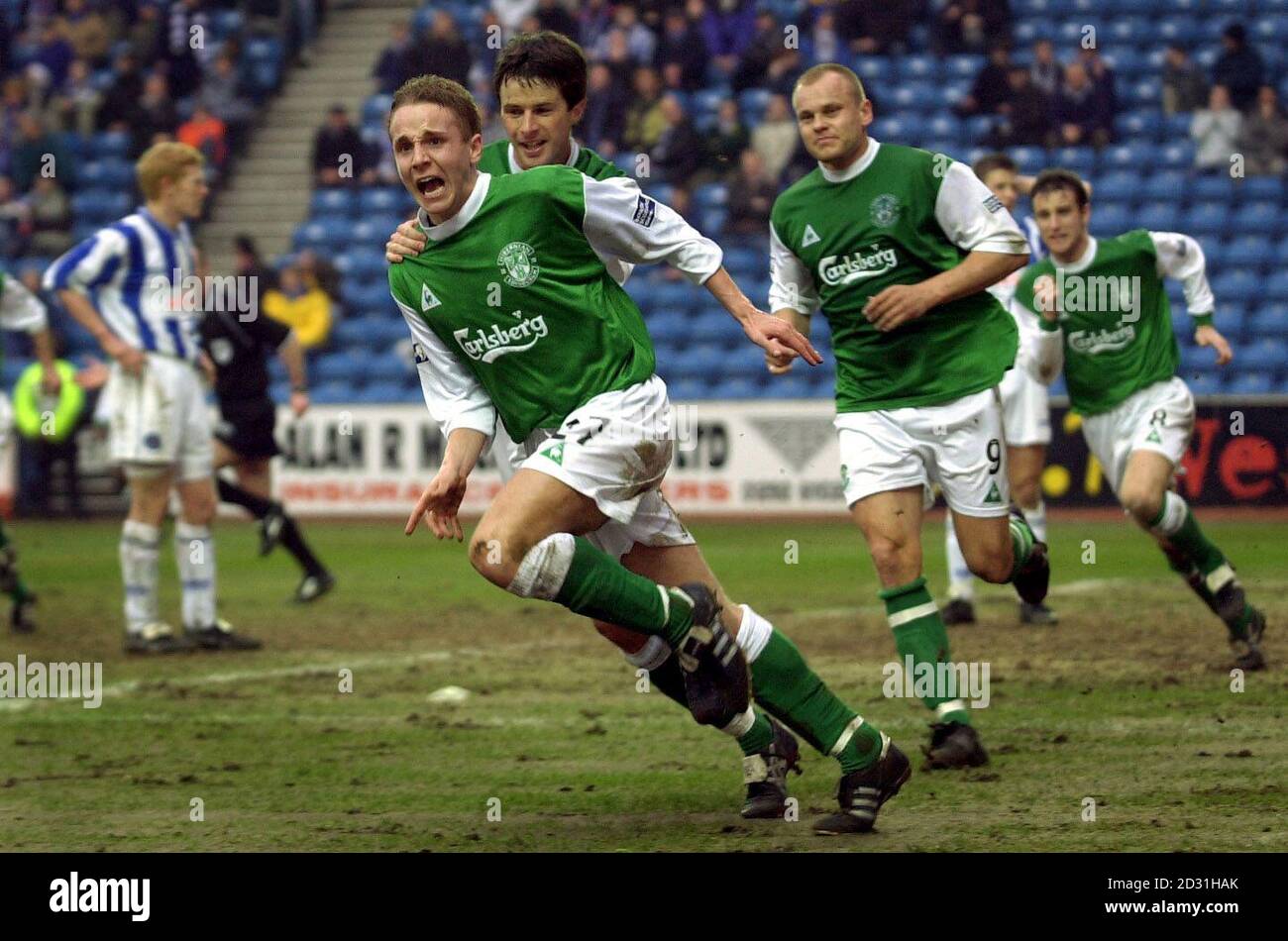 Hibernian's Tom McManus celebrates after scoring in the final few ...