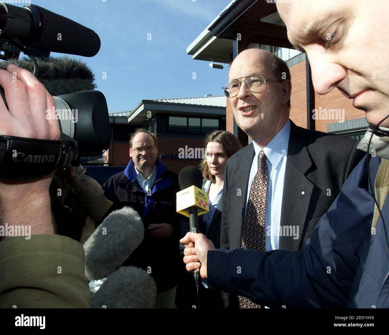 Chief vet Jim Scudamore, surrounded by the media, arrives at the ...