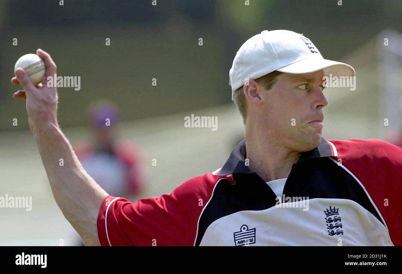 England cricketer Nick Knight throwing the ball during practice at the ...