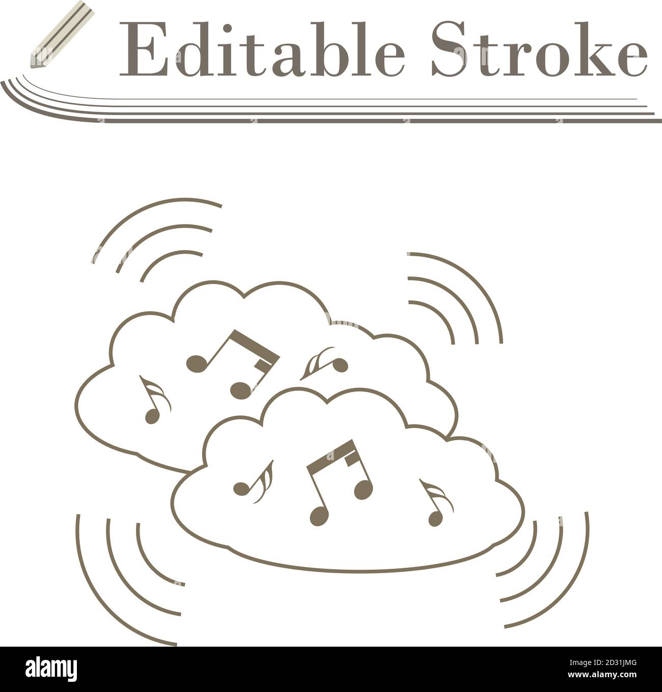 Music Cloud Icon. Editable Stroke Simple Design. Vector Illustration ...