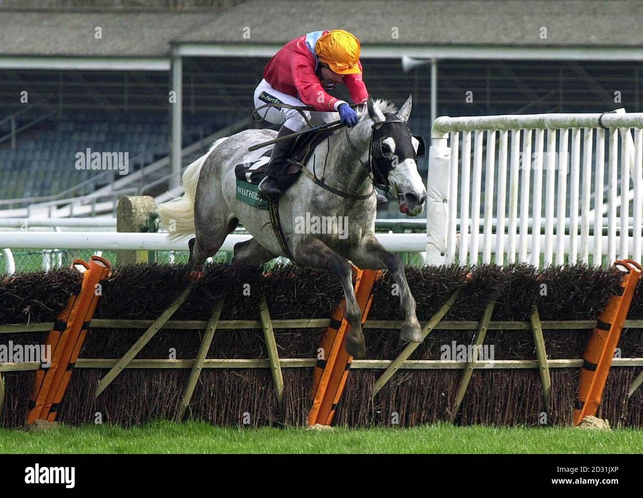 Maid Equal with jockey Tom Scudamore jumps the last to win The ...