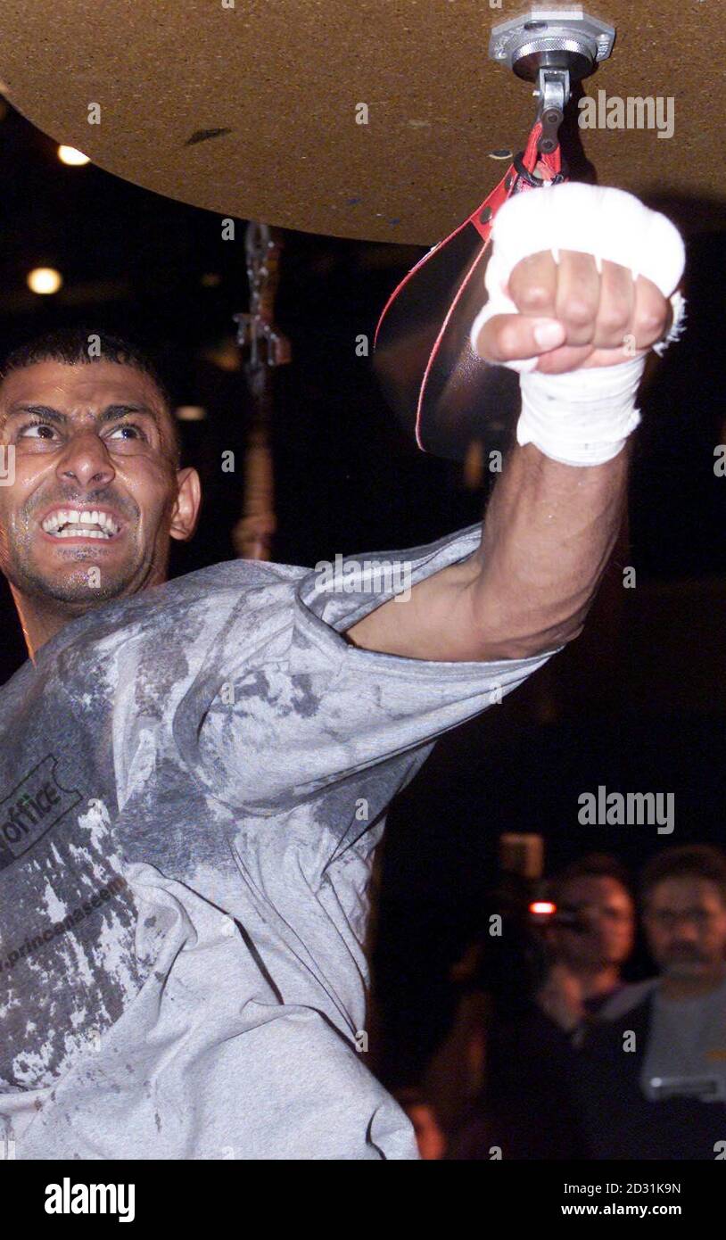 Boxer Prince Naseem Hamed works out on the speed-ball during an open ...