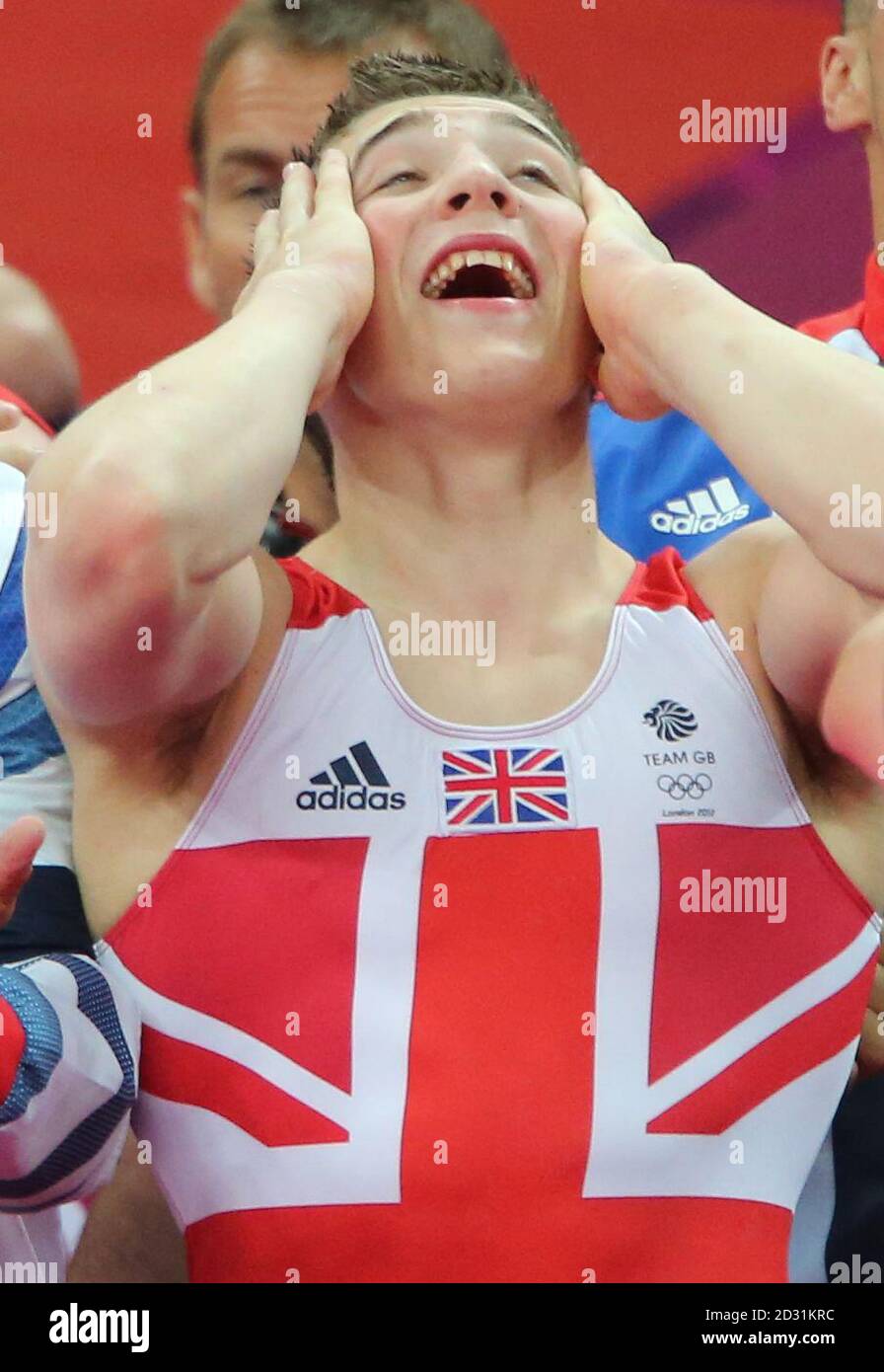 Great Britain's Sam Oldham celebrates after winning the bronze medals ...