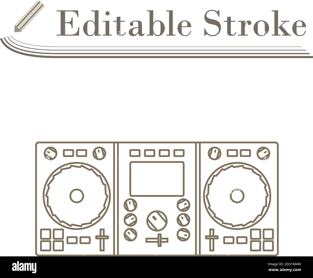 DJ Icon. Editable Stroke Simple Design. Vector Illustration Stock ...