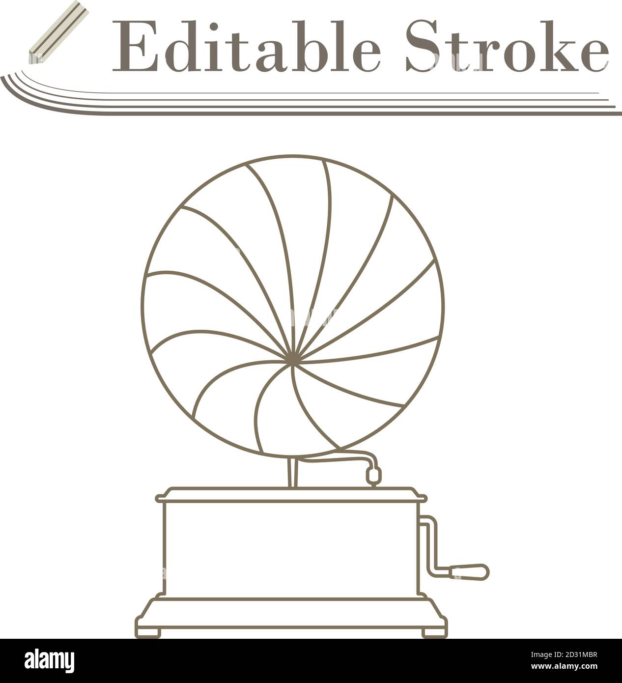 Gramophone Icon. Editable Stroke Simple Design. Vector Illustration ...