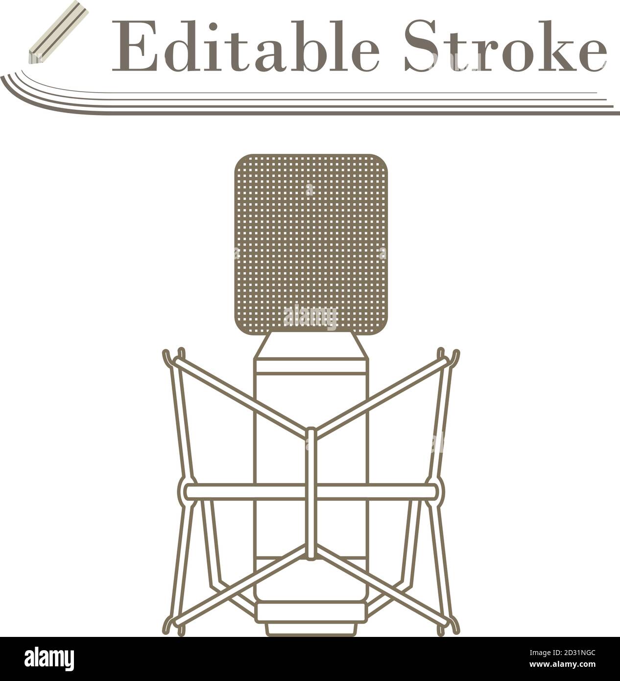 Old Microphone Icon. Editable Stroke Simple Design. Vector Illustration ...