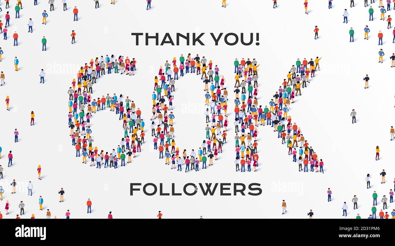 60K Followers. Group of business people are gathered together in the ...