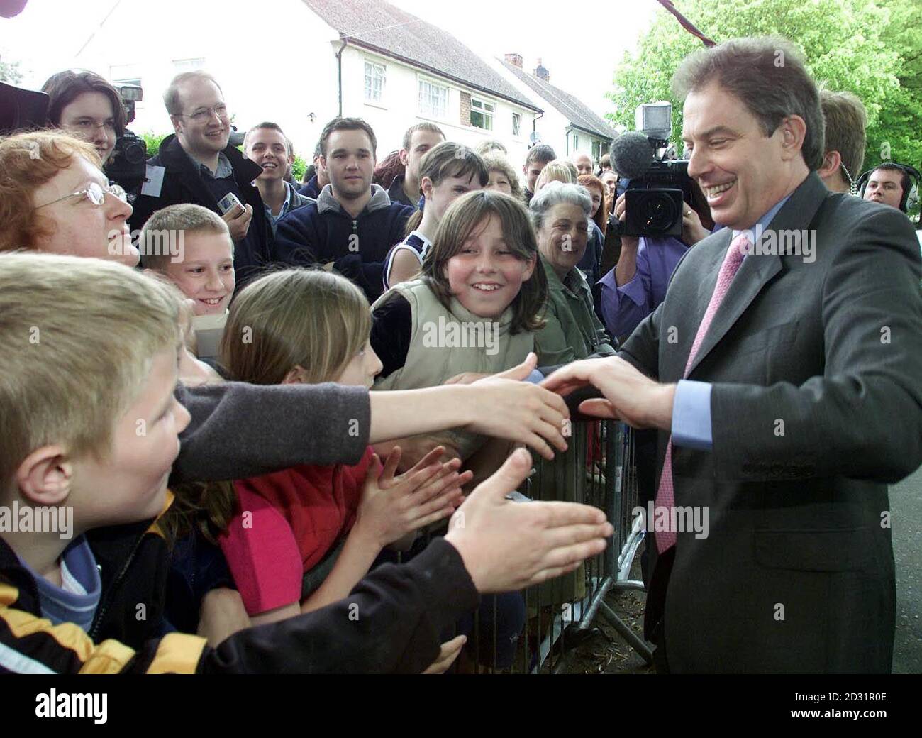 British Prime Minister Tony Blair, goes walkabout during a visit to ...