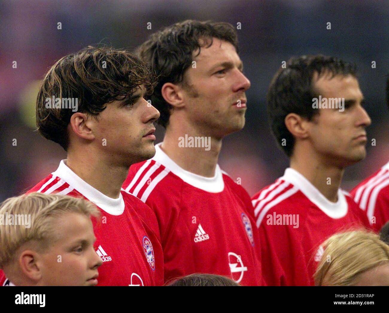 Bayern Munich's Owen Hargreaves (left) lines up with team mates Thomas ...